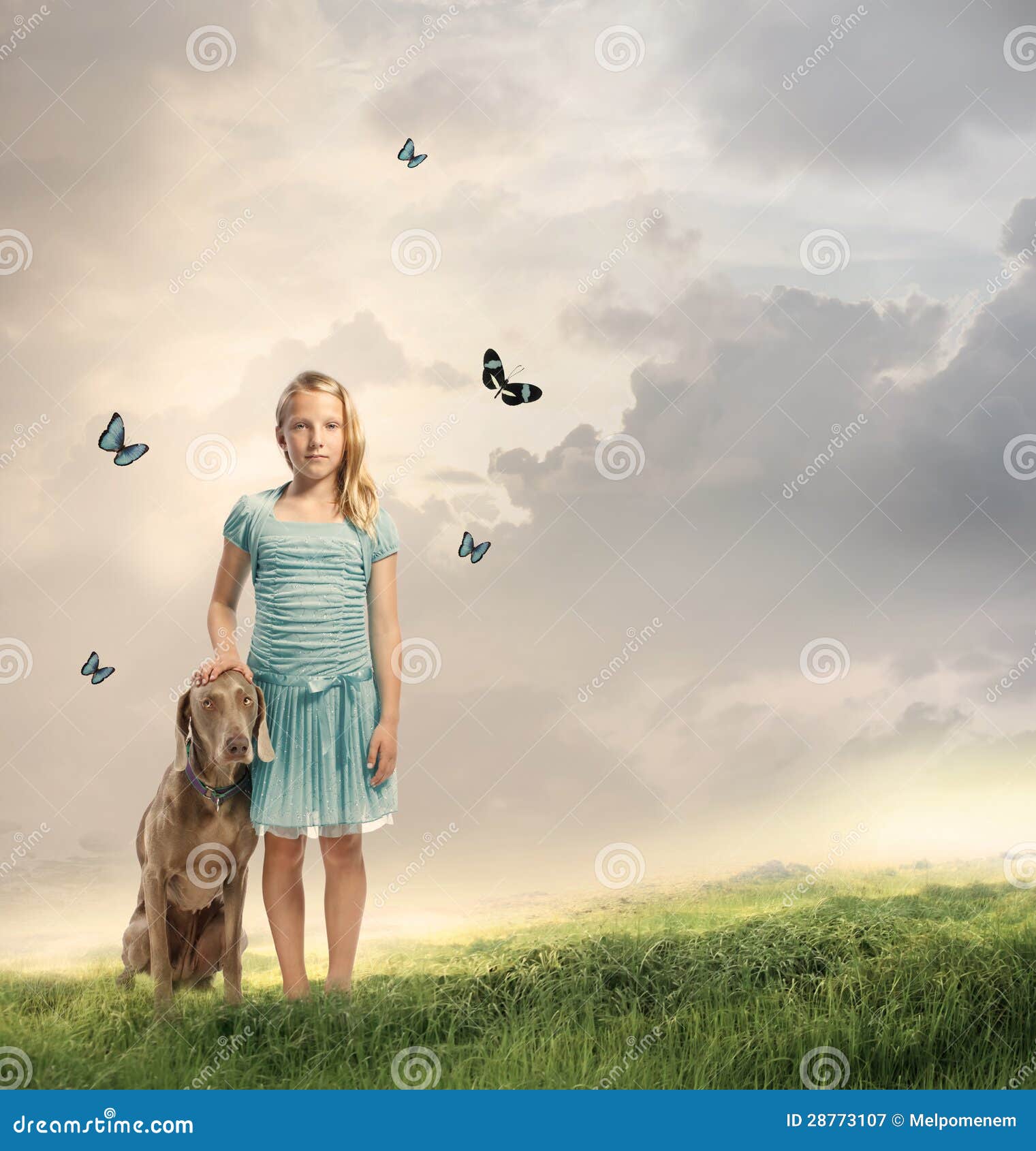 Young Girl with Her Dog stock image. Image of children - 28773107
