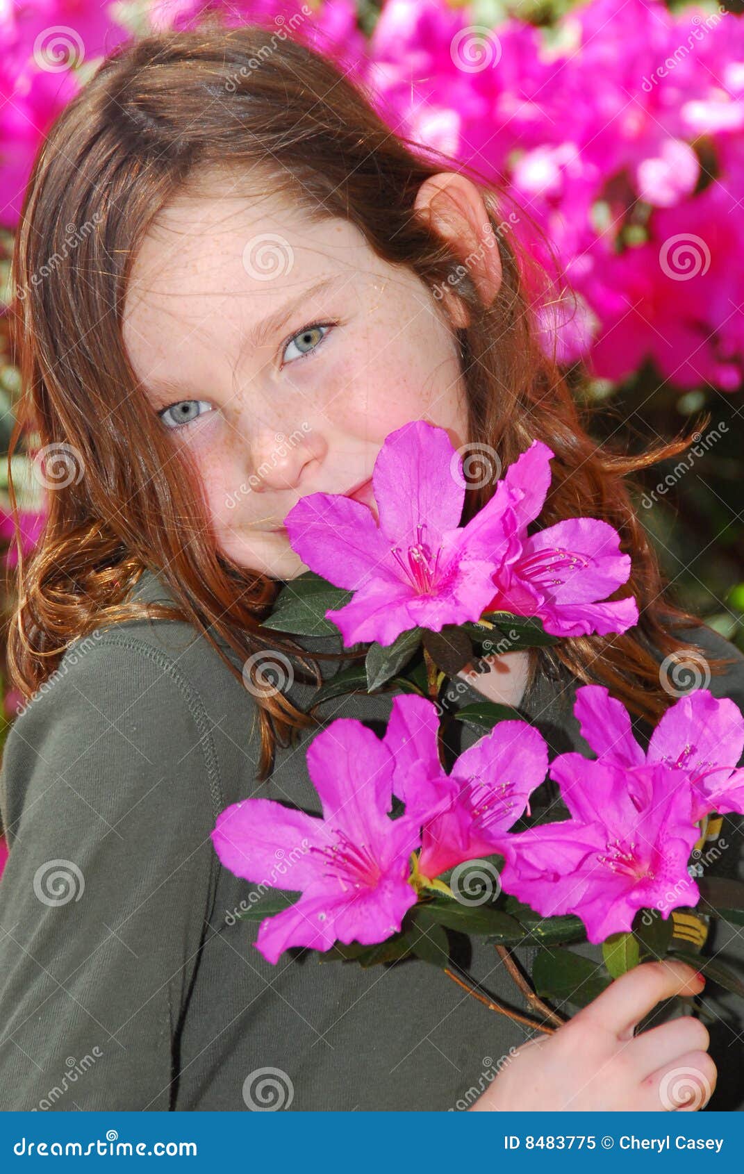 Young girl holding azaleas stock image. Image of sweet - 8483775