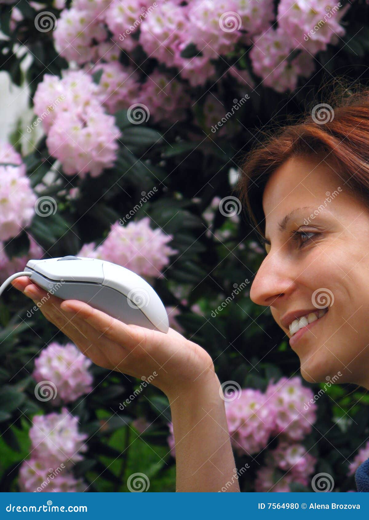 Young Girl Holding Computer Mouse Stock Photo - Image of beauty ...