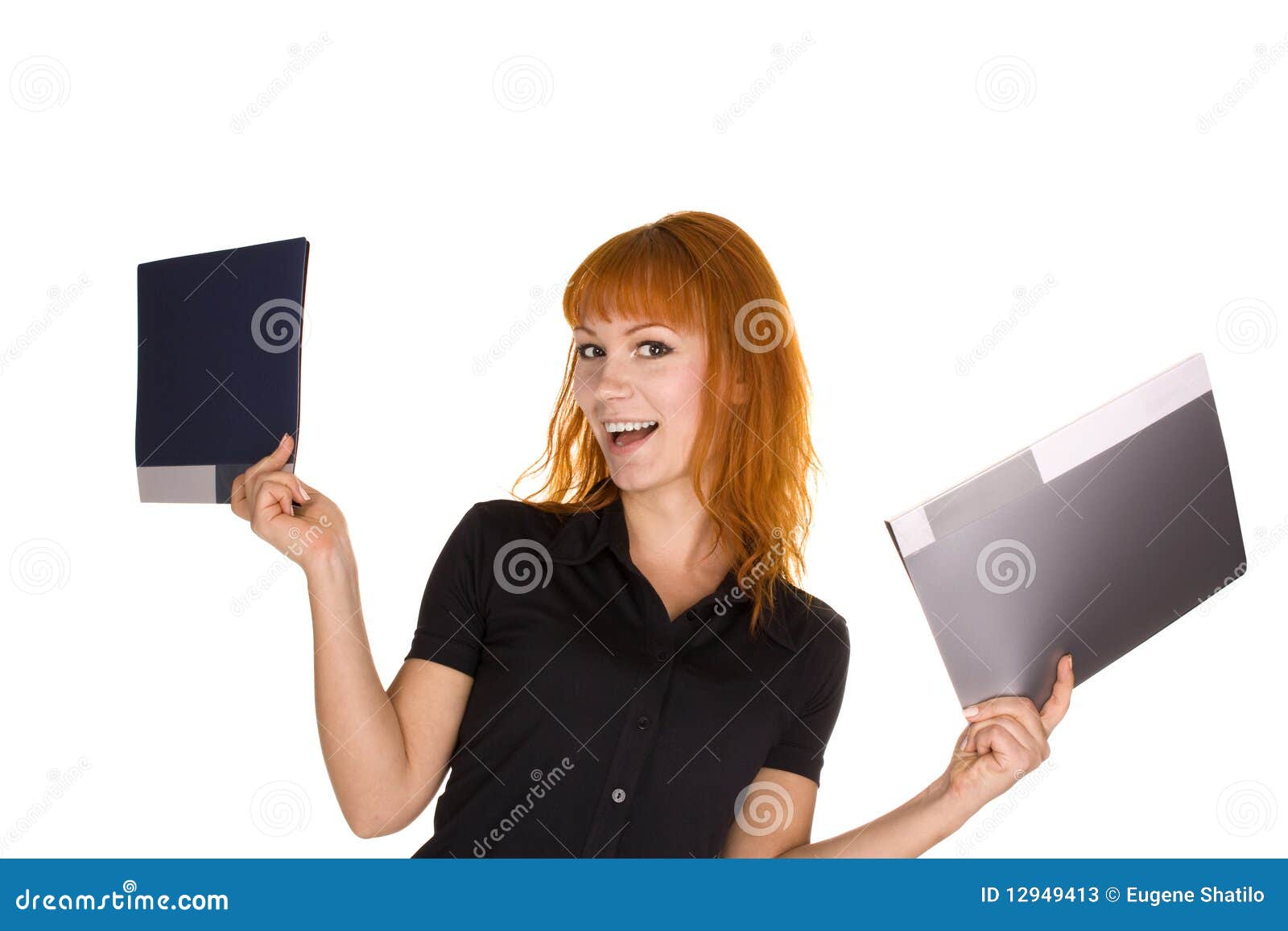 Young girl holding files stock image. Image of teacher - 12949413