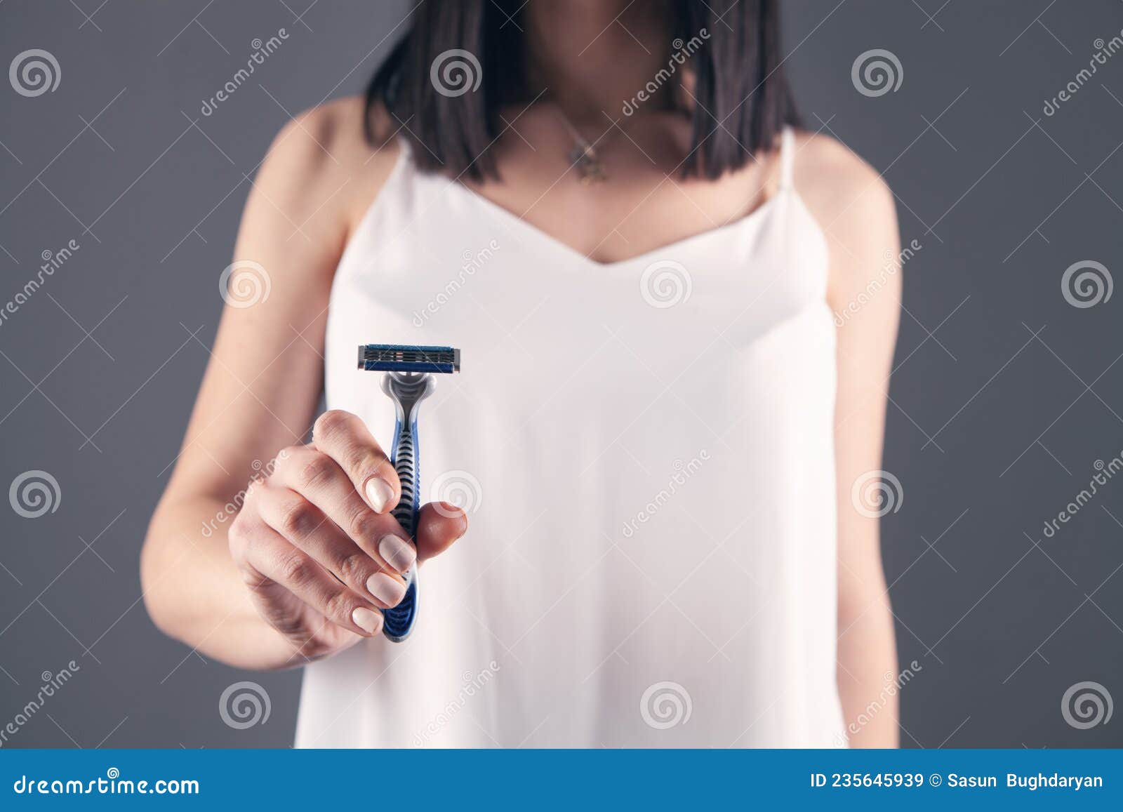 Young girl holding a razor stock image. Image of clean - 235645939