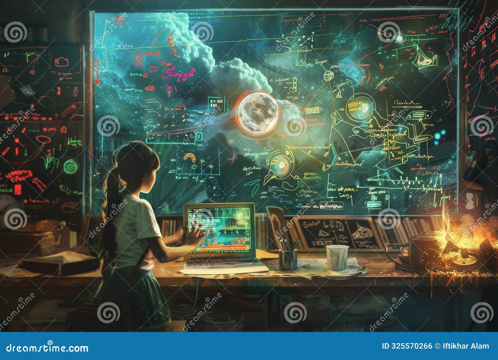 A Young Girl Interacts with an Interactive Display Showcasing the ...