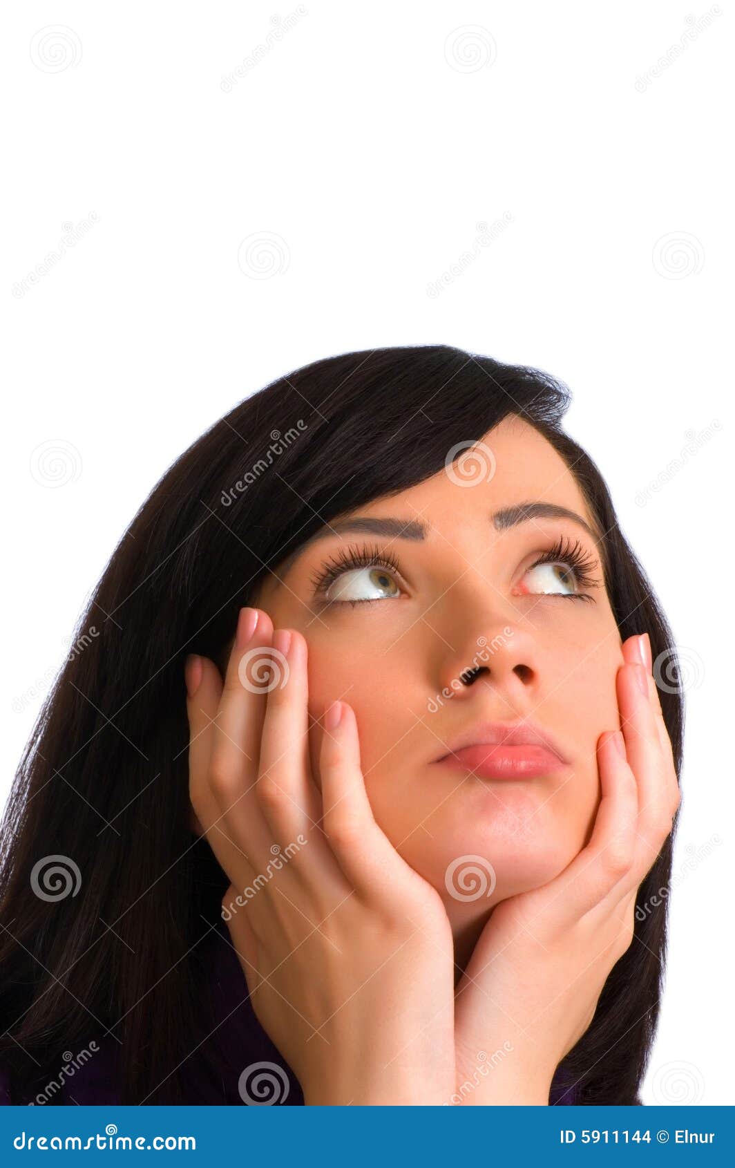 Young Girl Isolated on White Looking To the Left Stock Photo - Image of ...