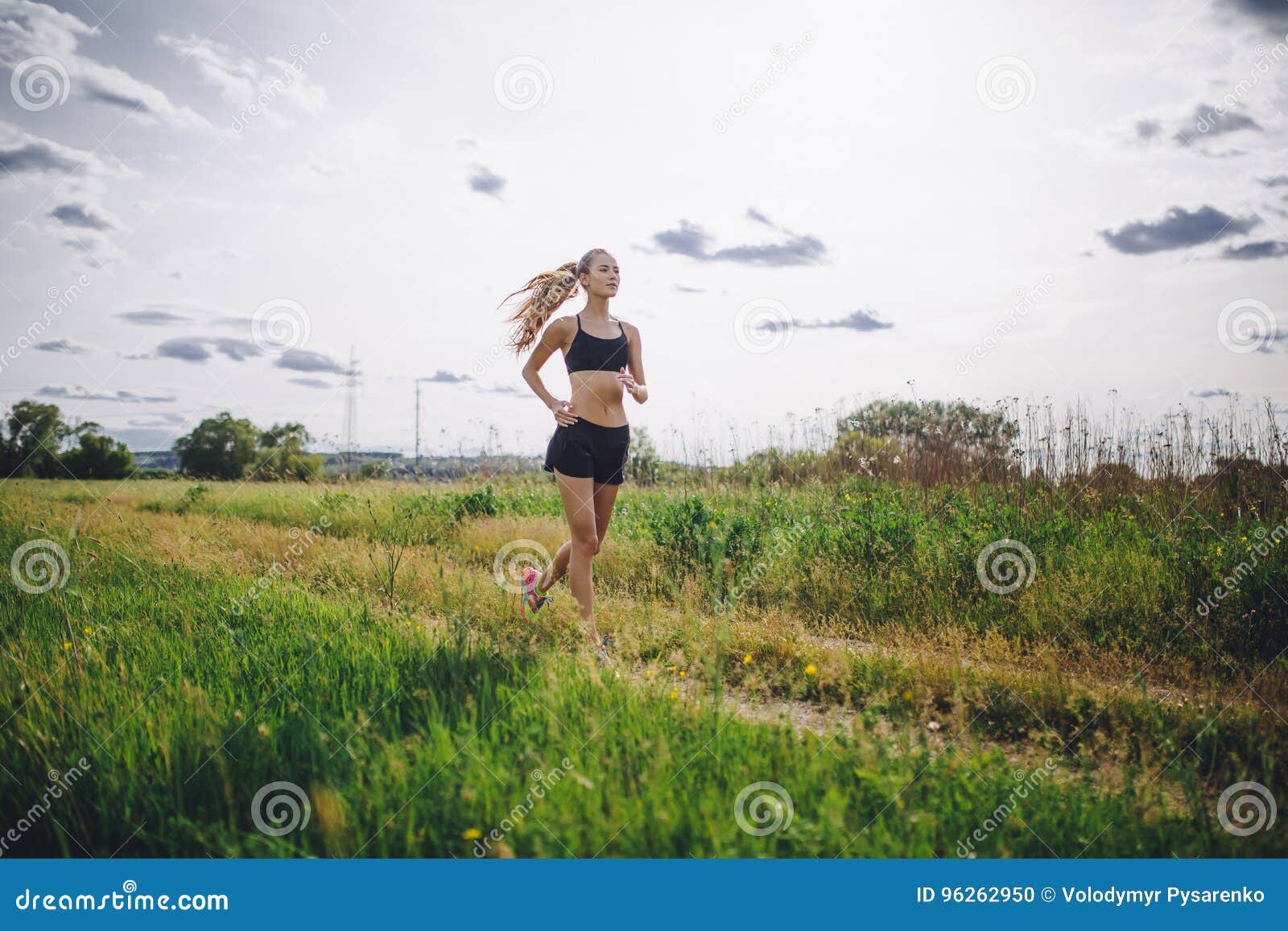 A Young Girl Jogging Outdoor Stock Photo - Image of girl, athlete: 96262950