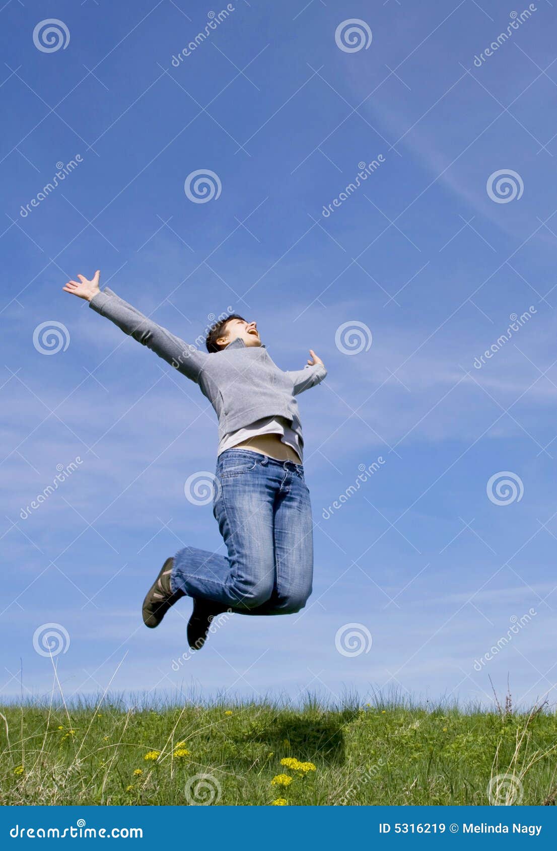 Young girl jumping outdoor stock image. Image of beautiful - 5316219