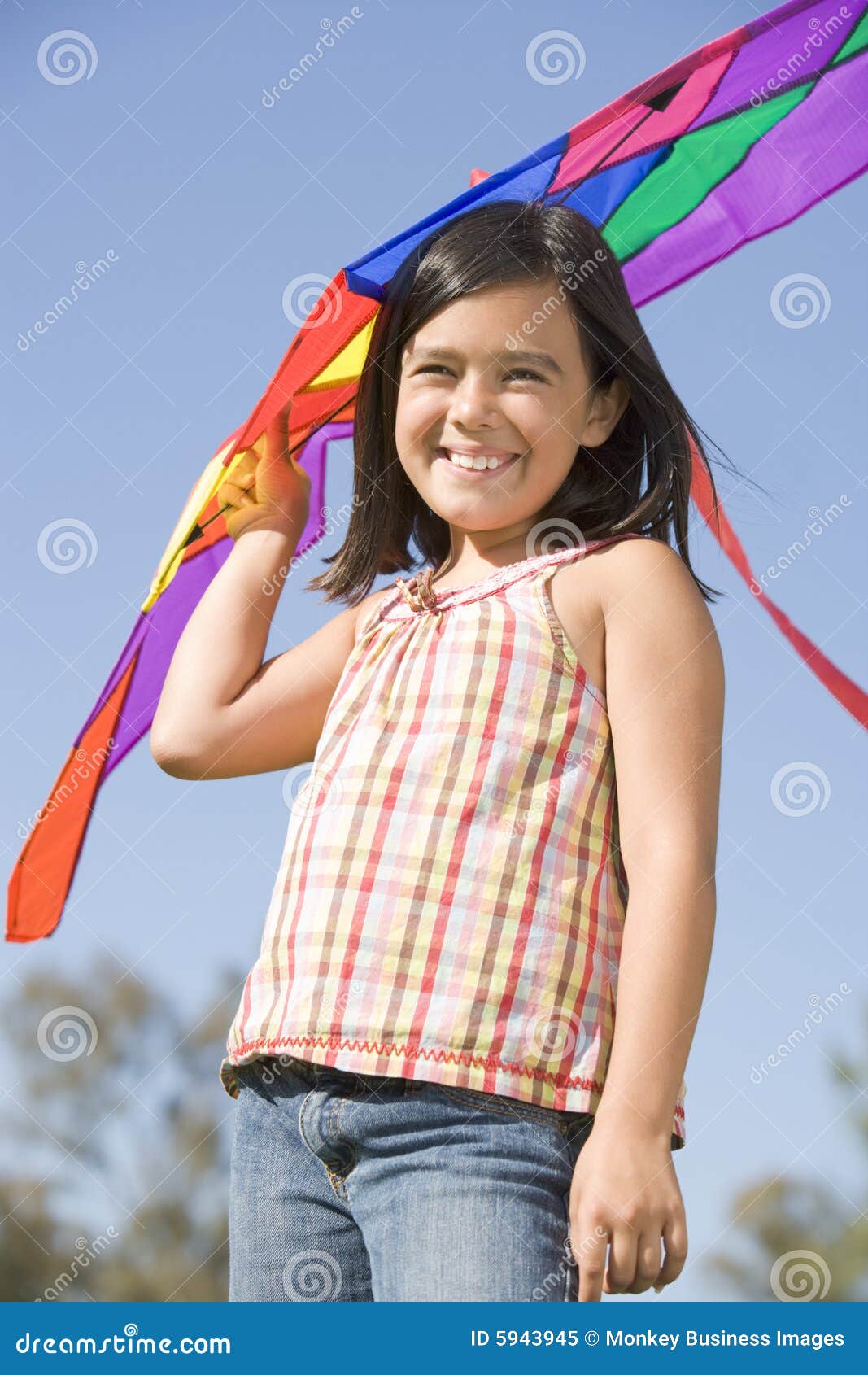 Young Girl with Kite Outdoors Smiling Stock Image - Image of female ...