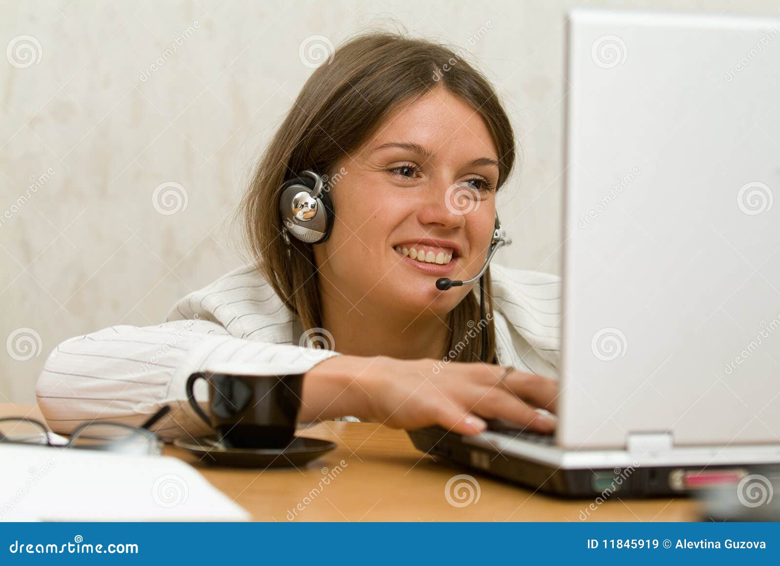 Young girl with a laptop stock image. Image of business - 11845919