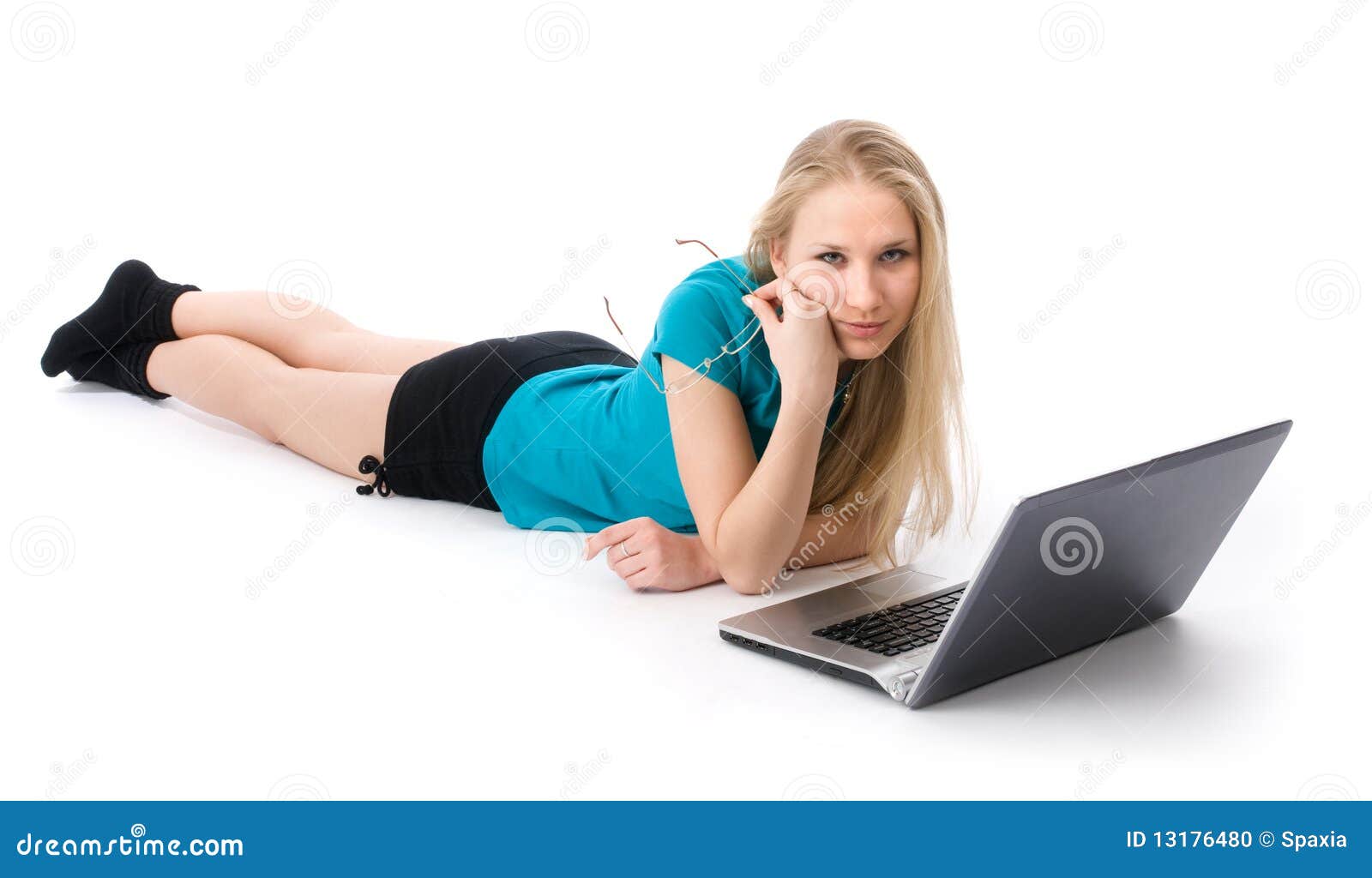 Young Girl with Laptop Computer Stock Photo - Image of computer ...