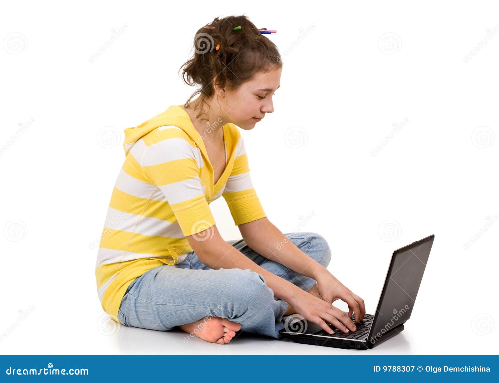 Young Girl with Laptop Computer Stock Image - Image of fashion, laptop ...