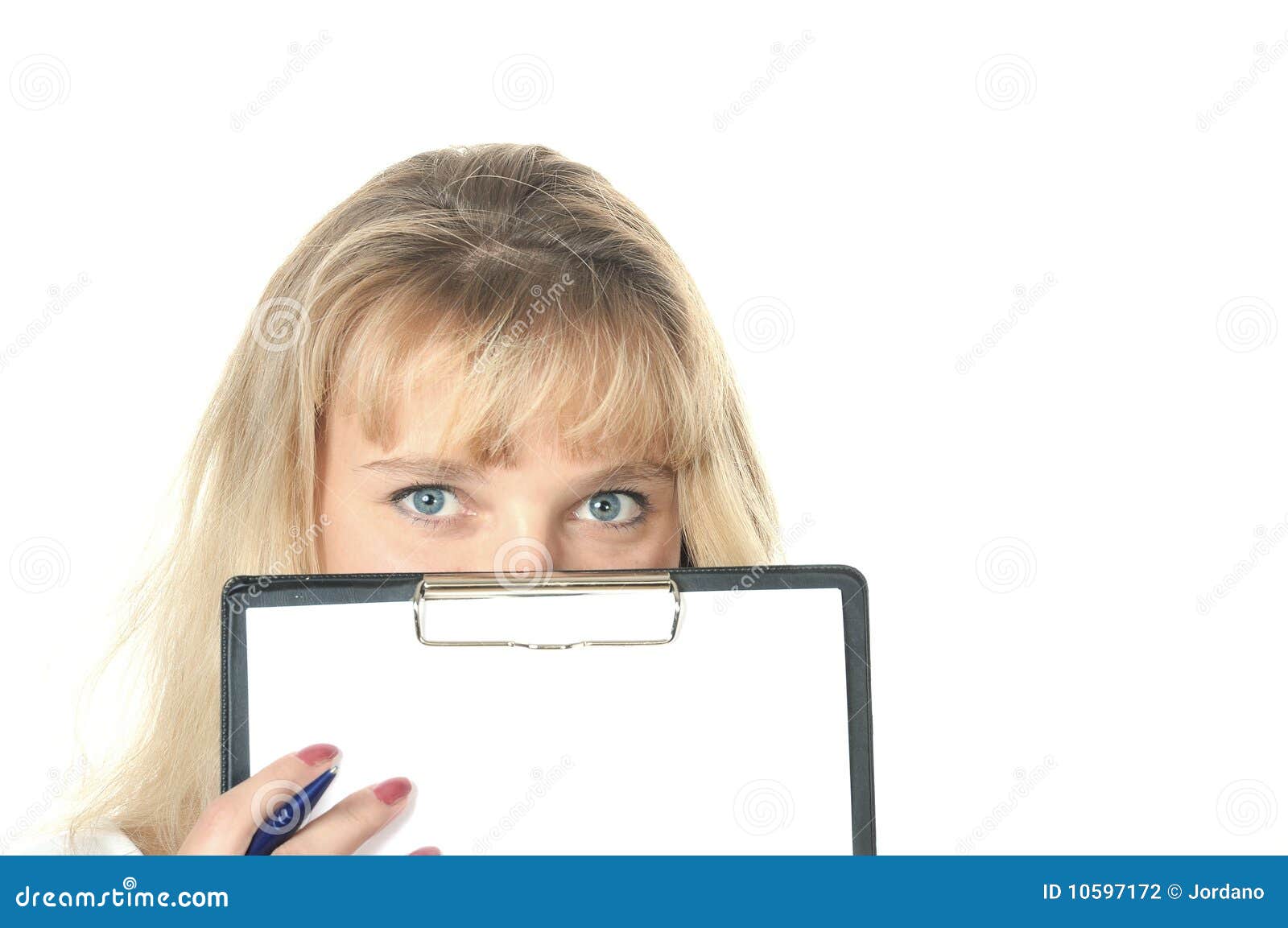 Young Girl with a Leaf of a White Paper in Hands Stock Photo - Image of ...