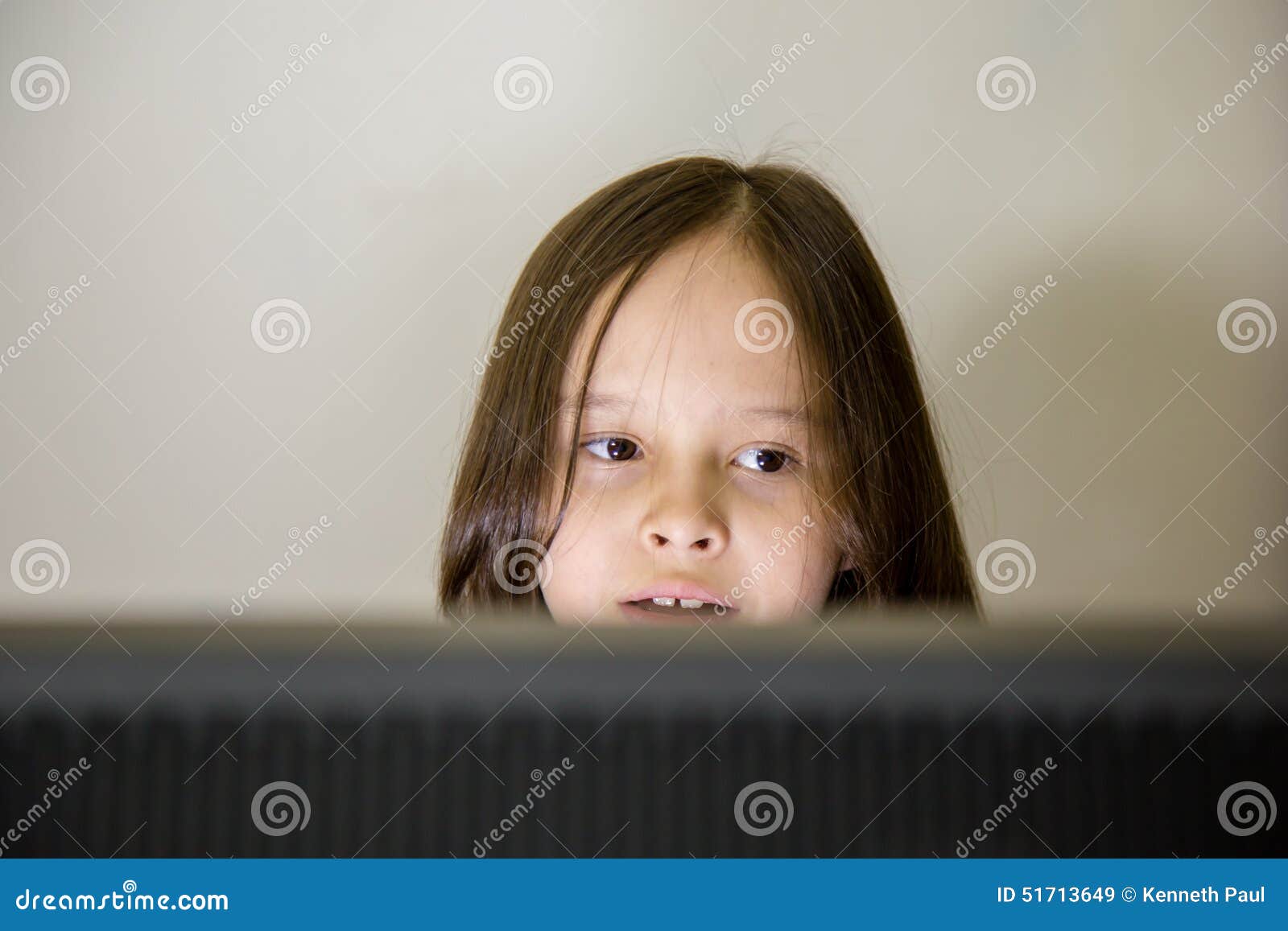 Young Girl Looking at Computer Screen Stock Image - Image of person ...