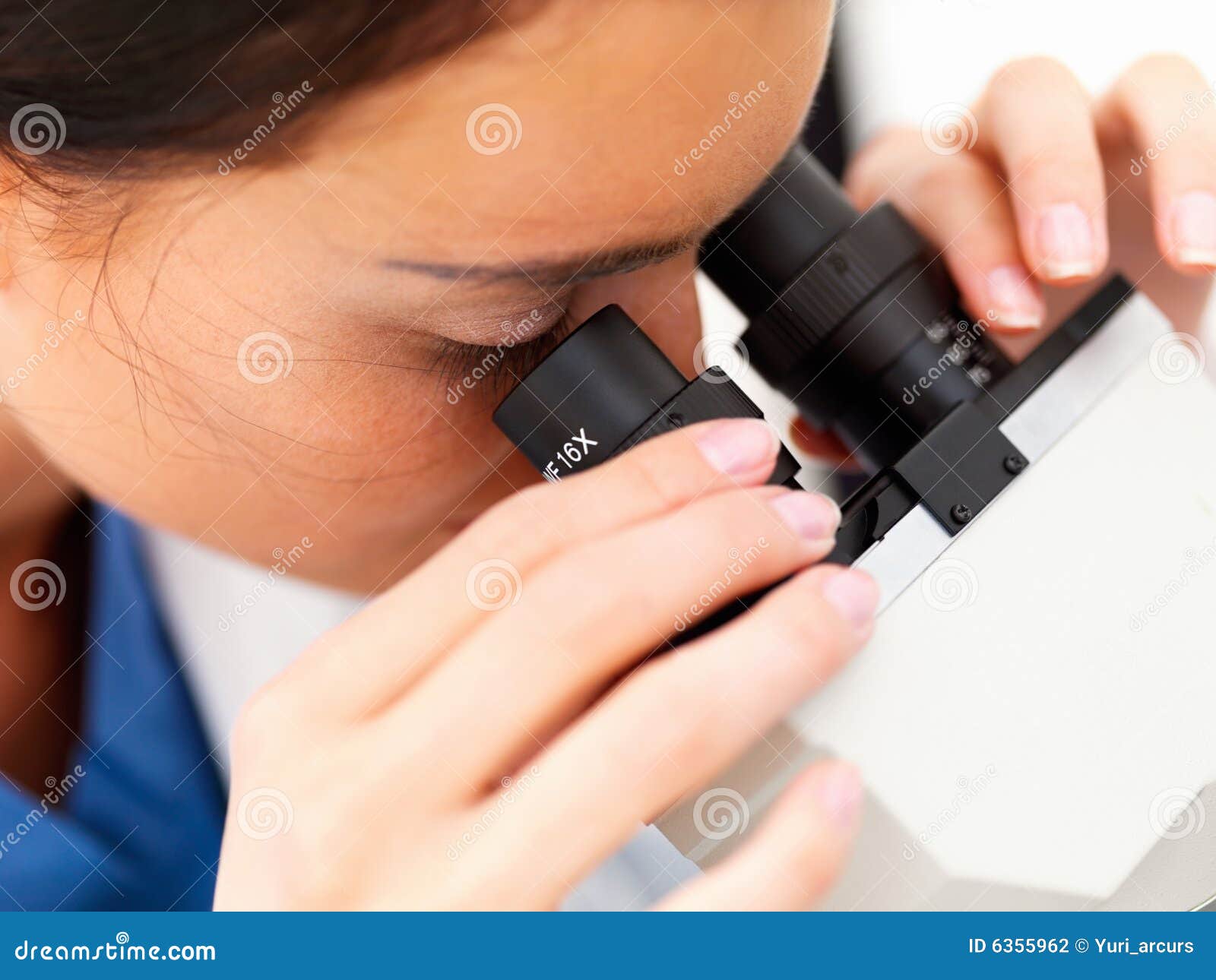 Young Girl Looking into a Microscope Stock Photo - Image of education ...
