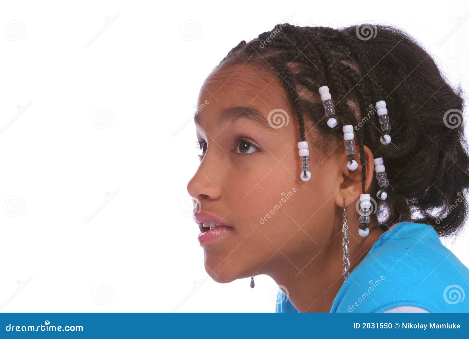 Young Girl Looking Up in Wonder Stock Photo - Image of happy, attention ...