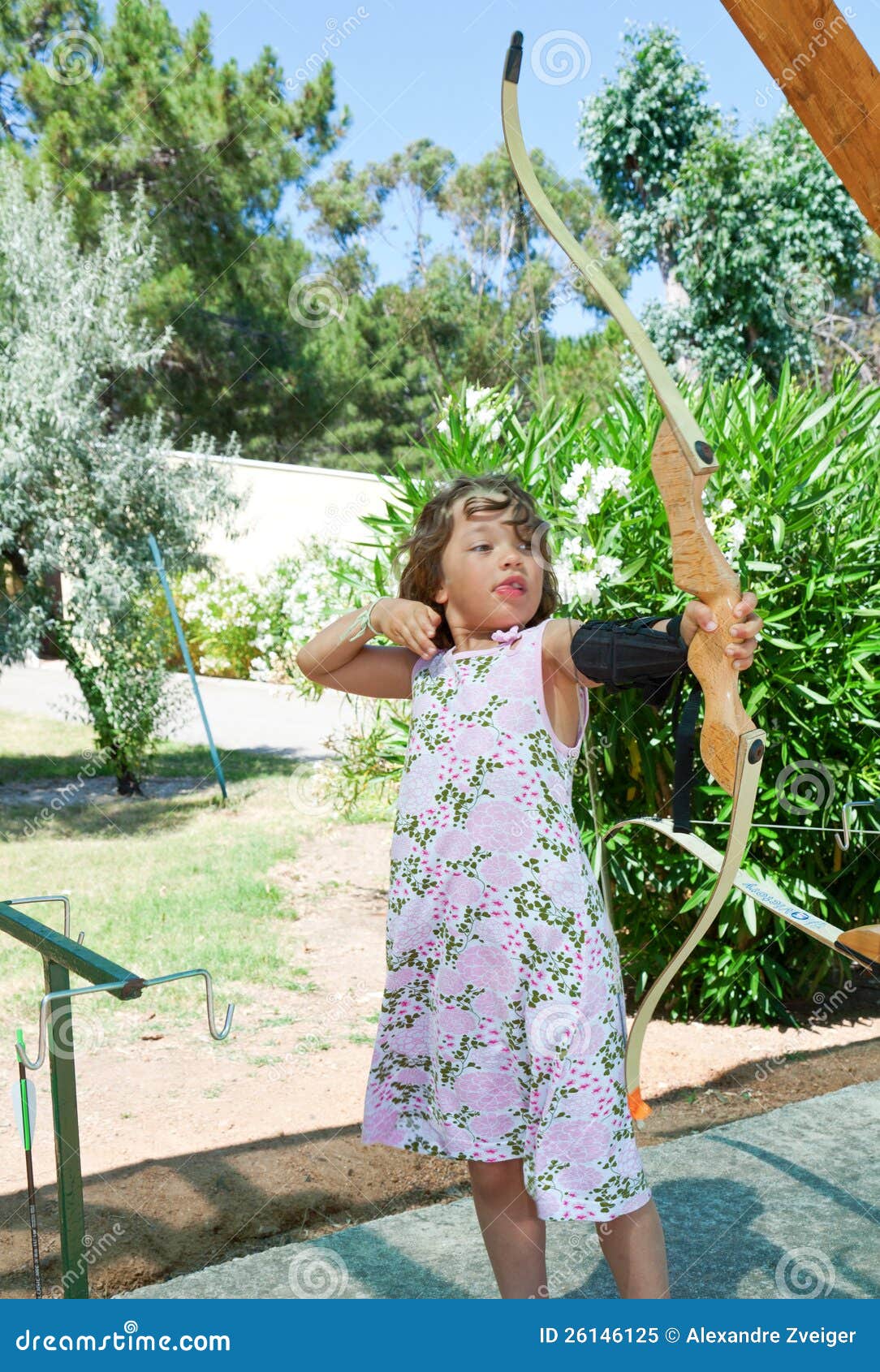 Young girl makes archery stock image. Image of leisure - 26146125