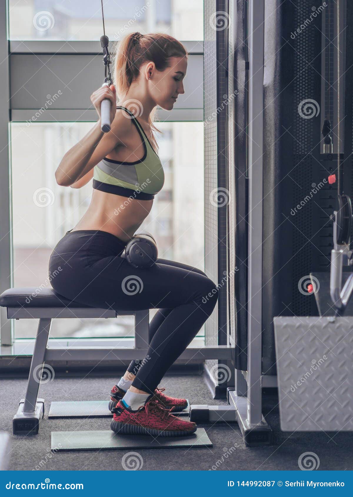 Young Girl Makes Exercises at the Gym Stock Image - Image of sportive ...