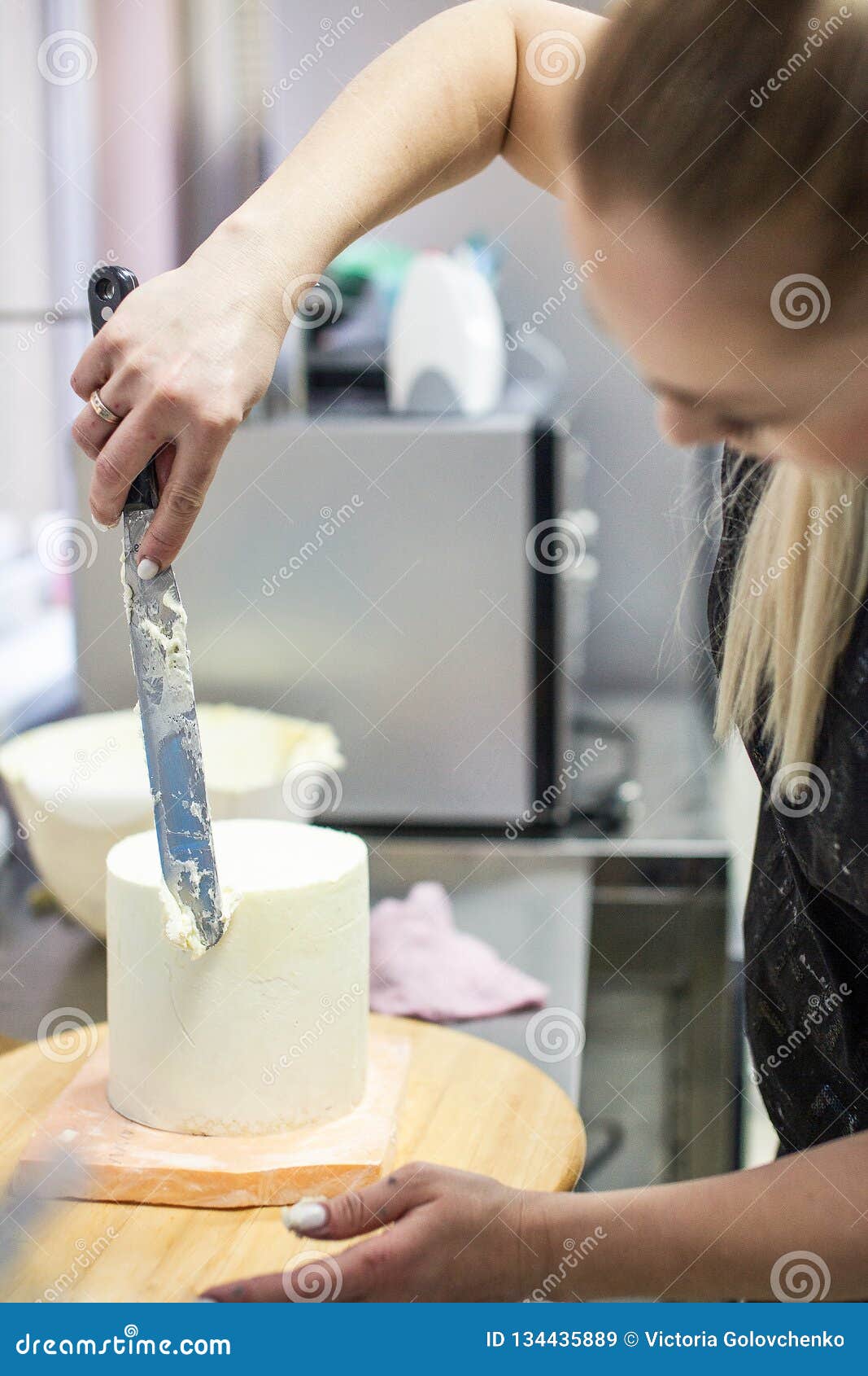 Young girl making cake stock image. Image of homemade - 134435889