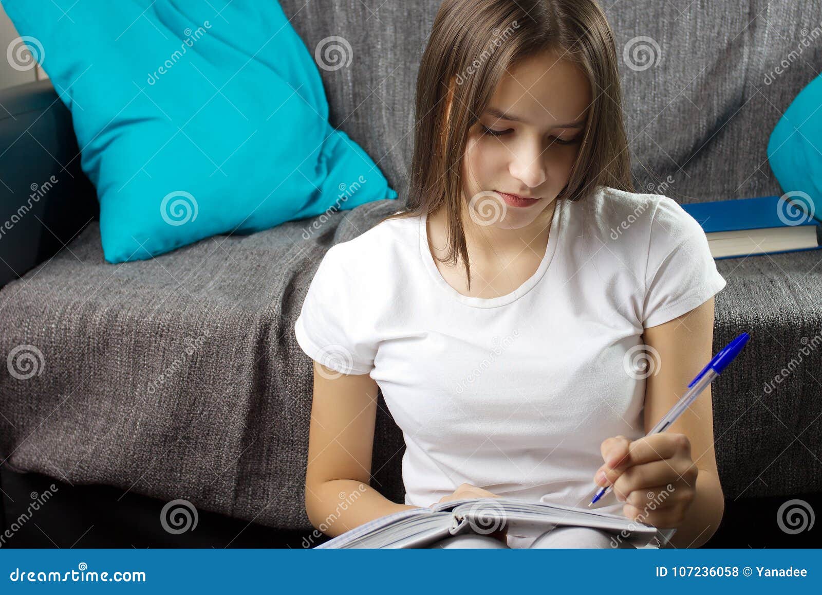 A Young Girl is Making Notes Stock Photo - Image of note, education ...