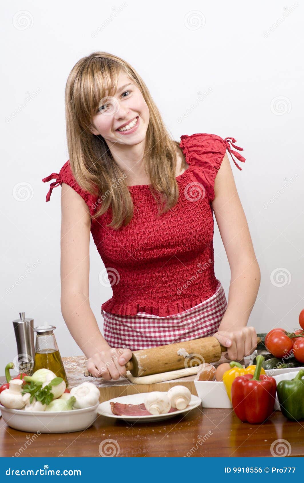 Young girl making pizza stock photo. Image of flour, making - 9918556