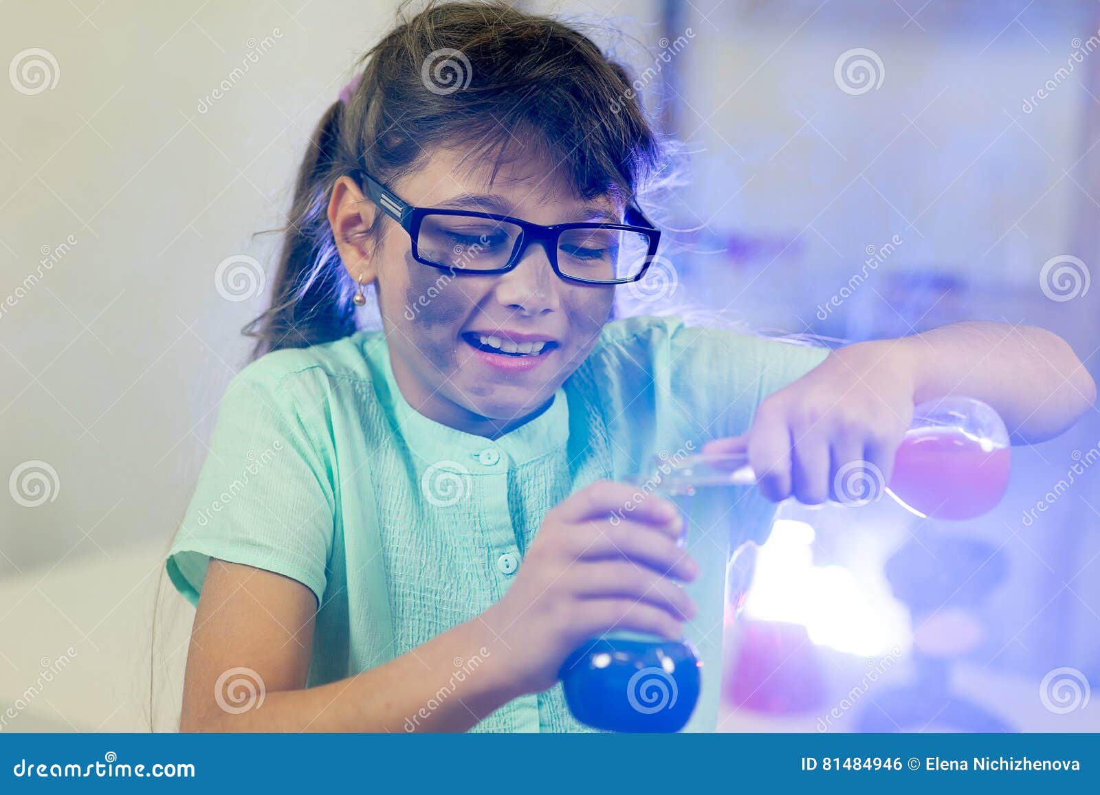 Young Girl Making Science Experiments Stock Photo - Image of chemist ...