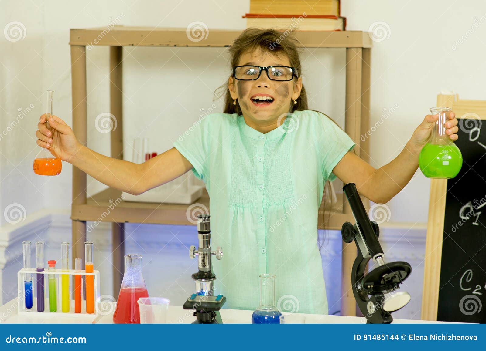 Young Girl Making Science Experiments Stock Photo - Image of medical ...