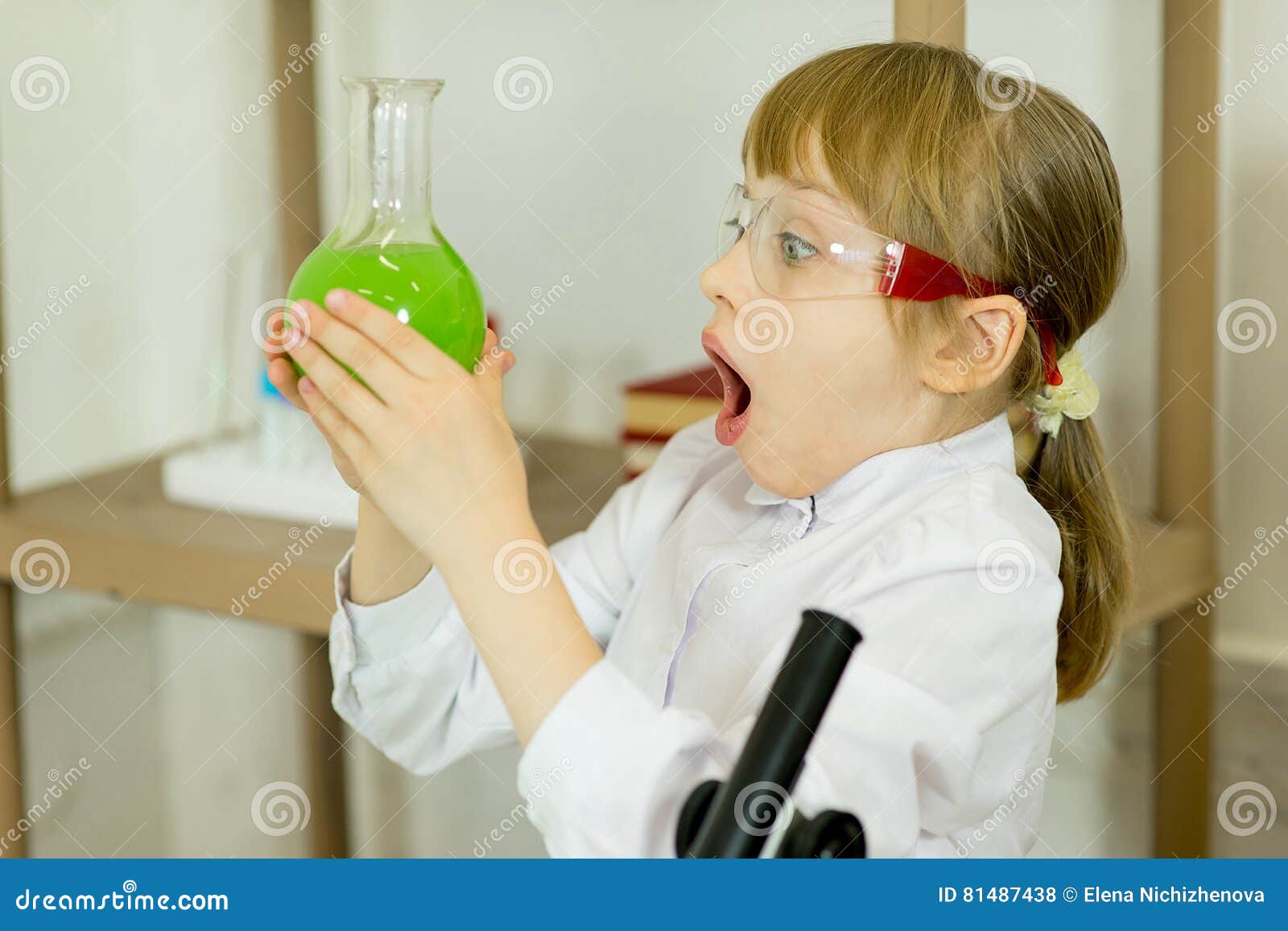 Young Girl Making Science Experiments Stock Photo - Image of chemical ...