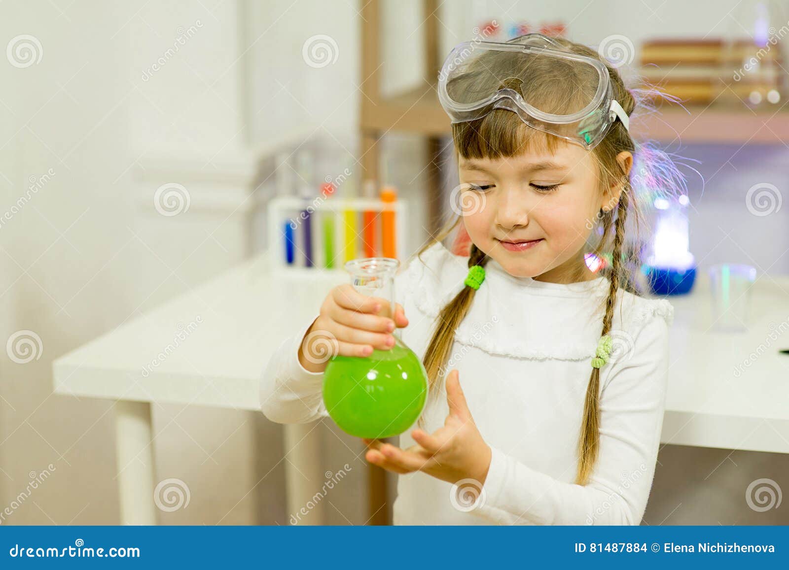 Young Girl Making Science Experiments Stock Photo - Image of kids ...