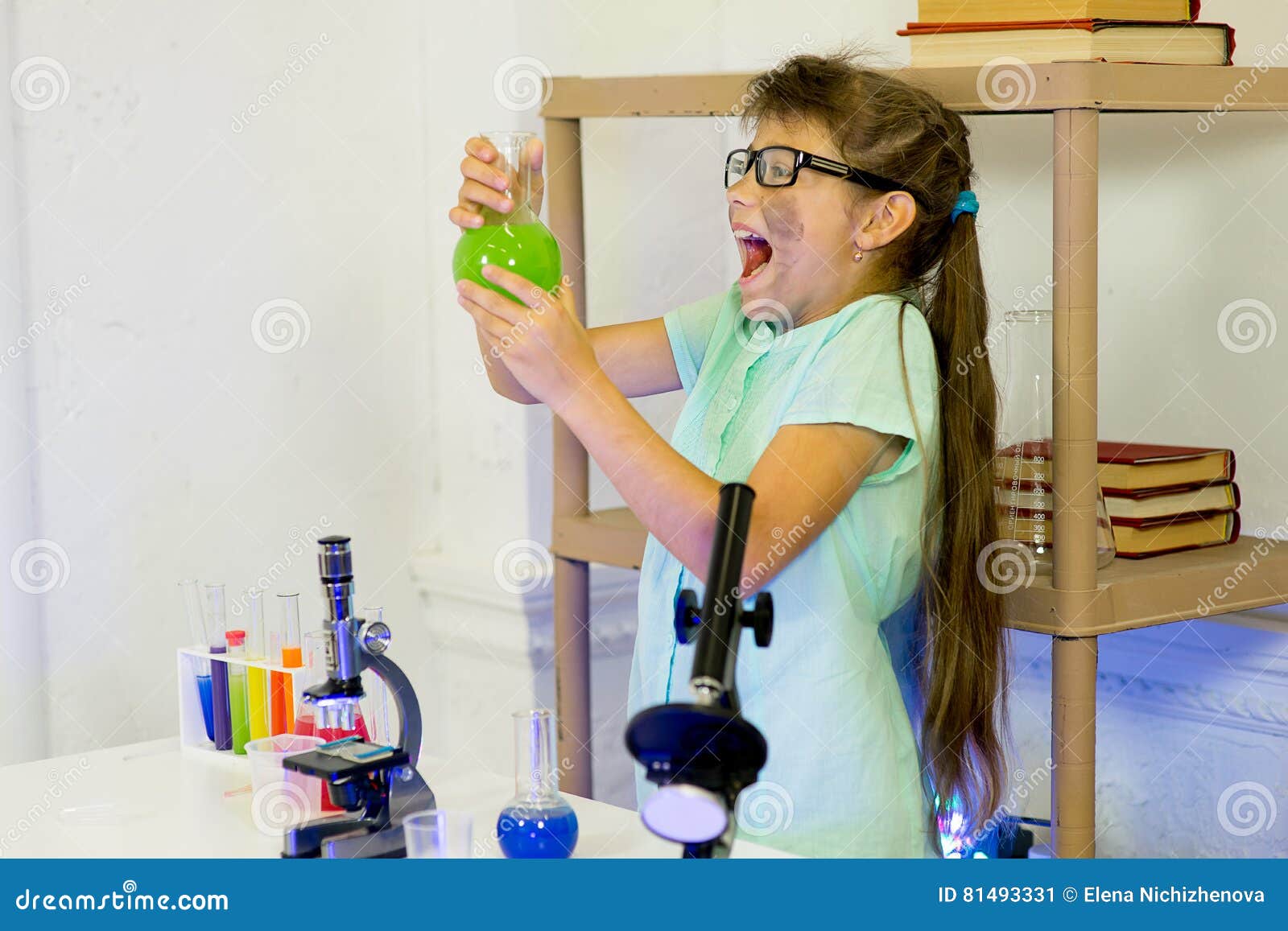 Young Girl Making Science Experiments Stock Image - Image of chemical ...