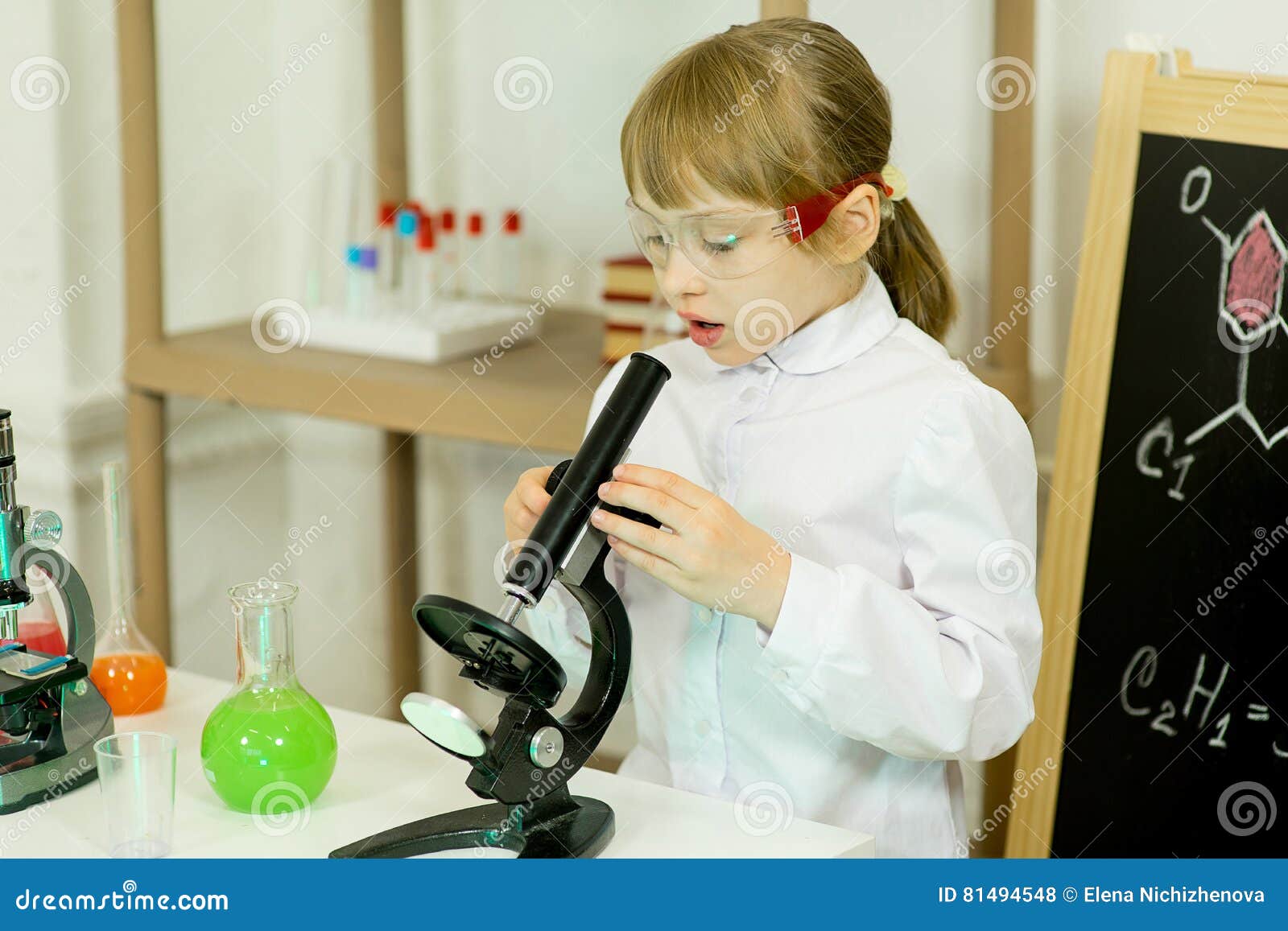 Young Girl Making Science Experiments Stock Photo - Image of explosion ...