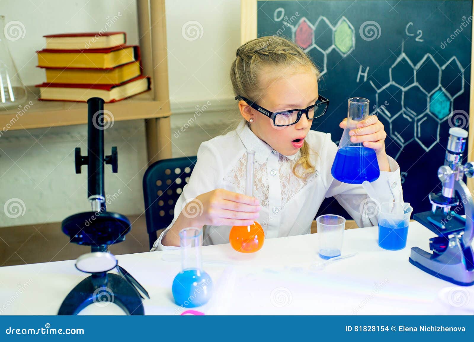 Young Girl Making Science Experiments Stock Photo - Image of chemistry ...