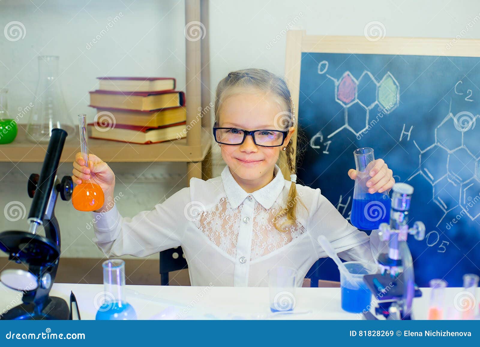 Young Girl Making Science Experiments Stock Image - Image of fire ...