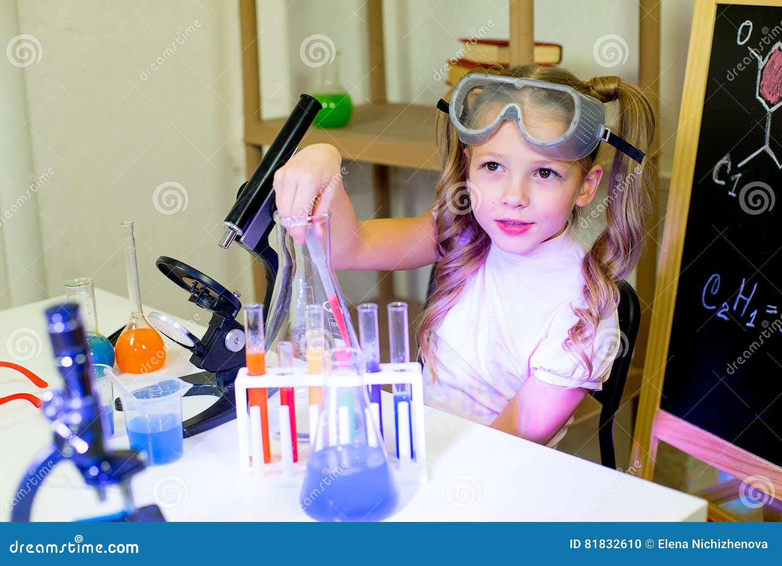 Young Girl Making Science Experiments Stock Photo - Image of pediatrics ...