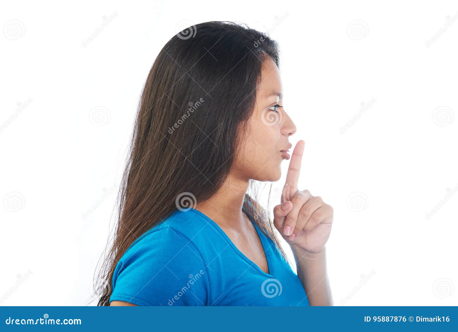 Young Girl Making Shh Gesture Stock Photo - Image of attractive, person ...