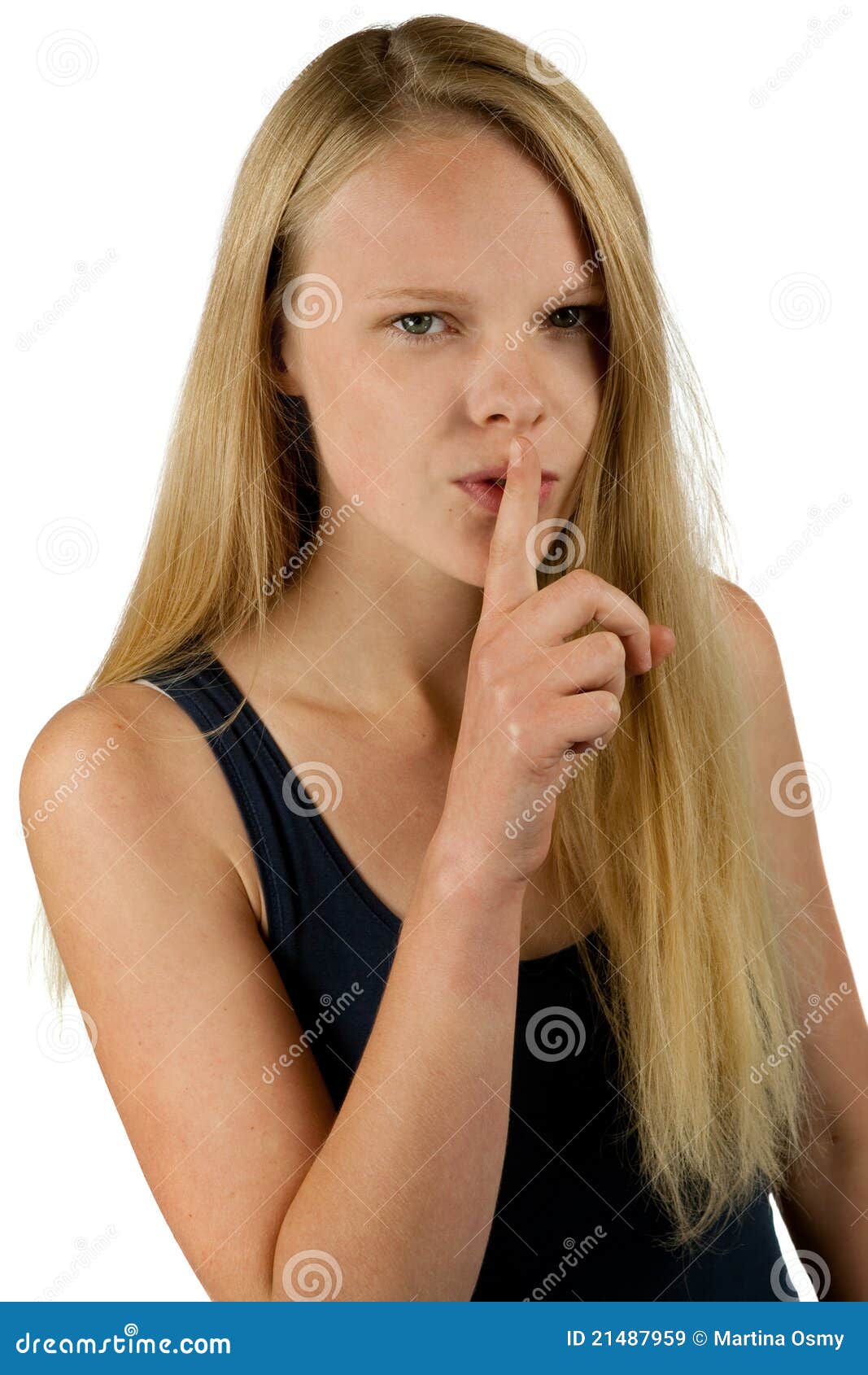 Young Girl Making Silence Gesture Stock Image - Image of quit, cute ...