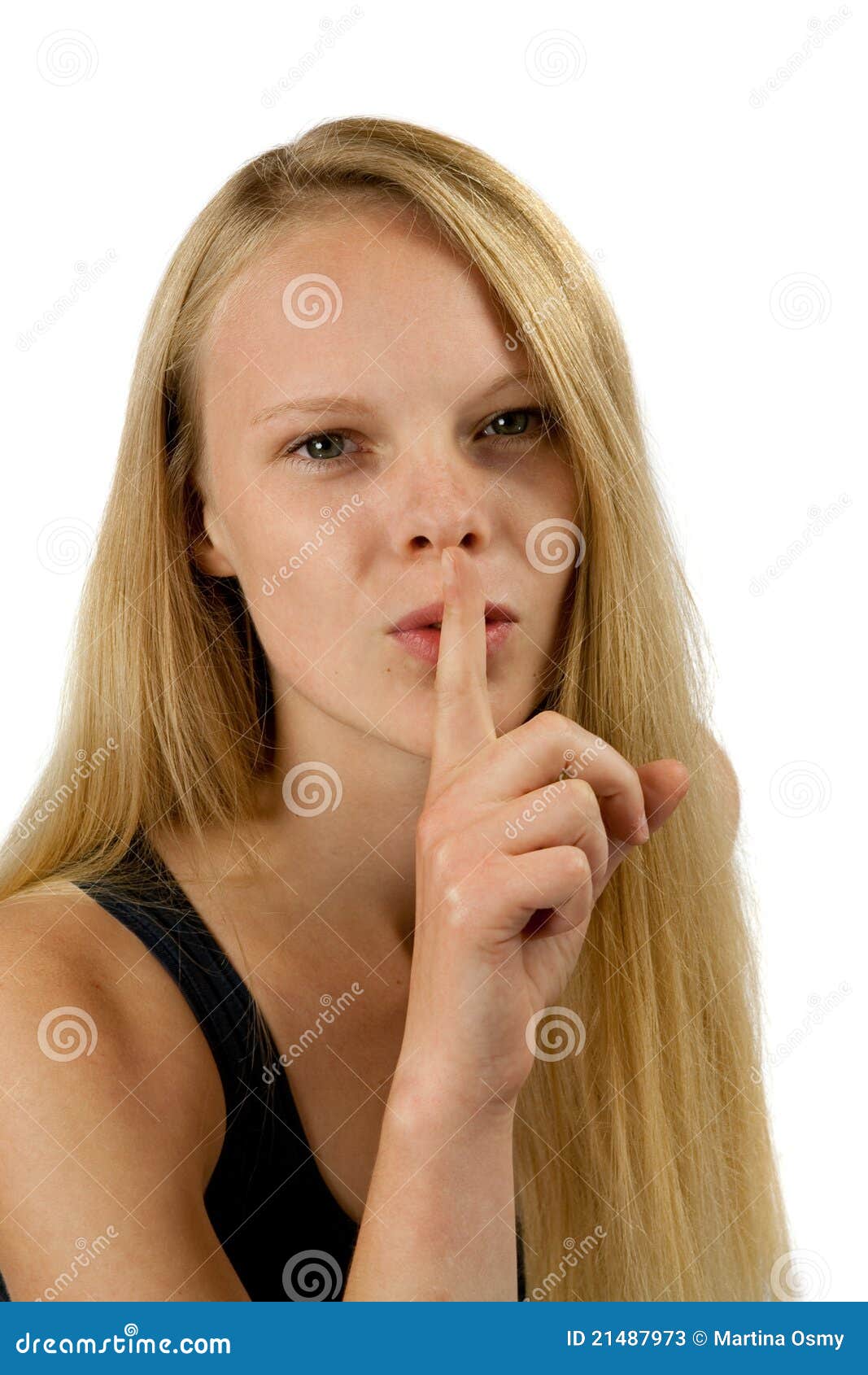 Young Girl Making Silence Gesture Stock Image - Image of lips, emotion ...