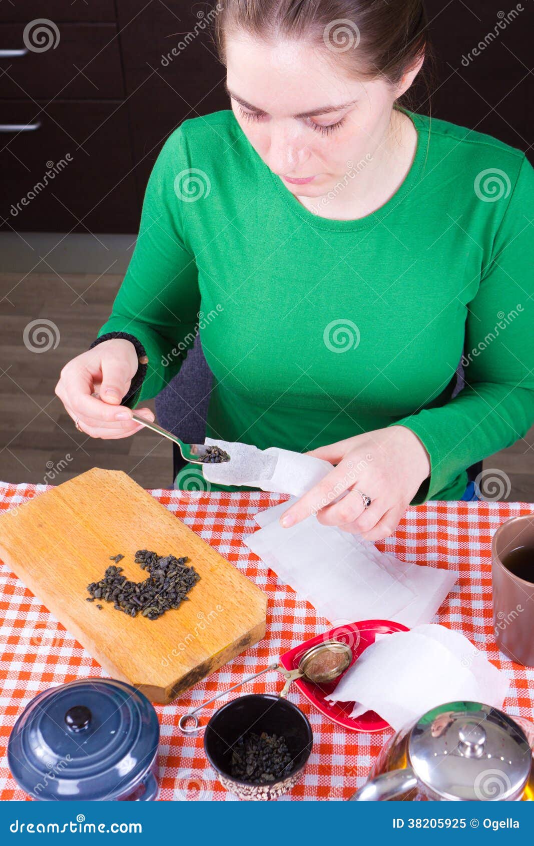 Young Girl Making Tea in Kitchen Stock Image - Image of diet, spoon ...