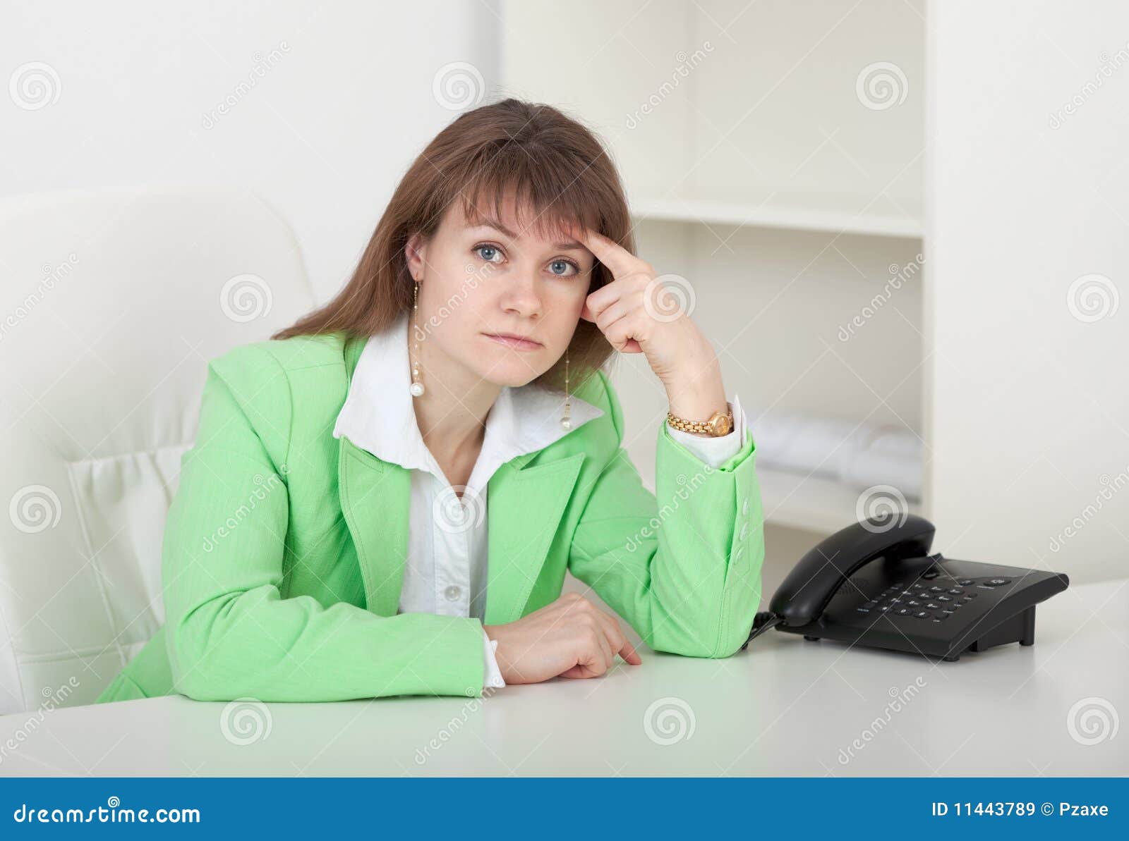 Young Girl - Manager Sits at a Table in Office Stock Image - Image of ...