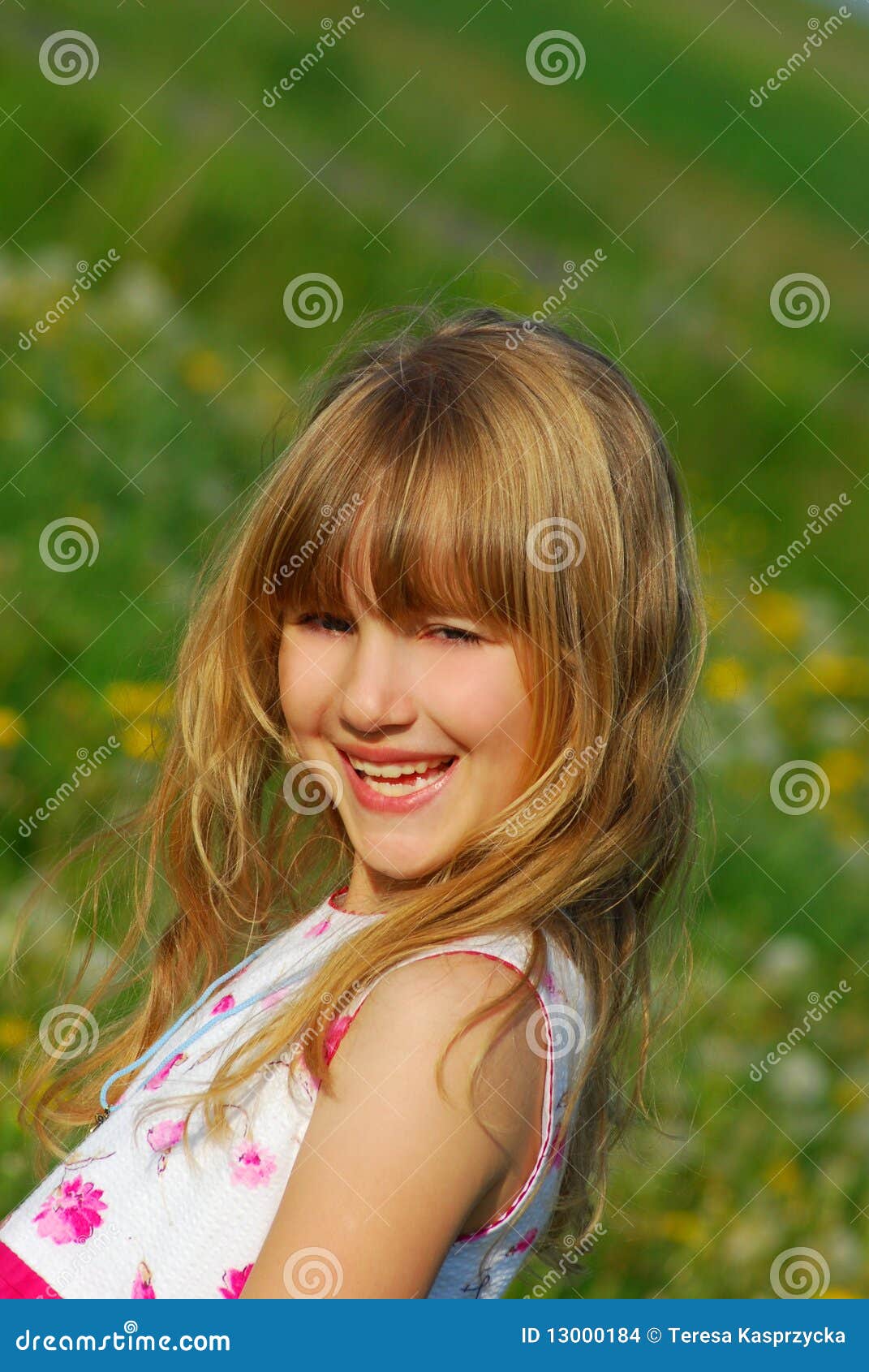 Young girl on meadow stock photo. Image of portrait, people - 13000184