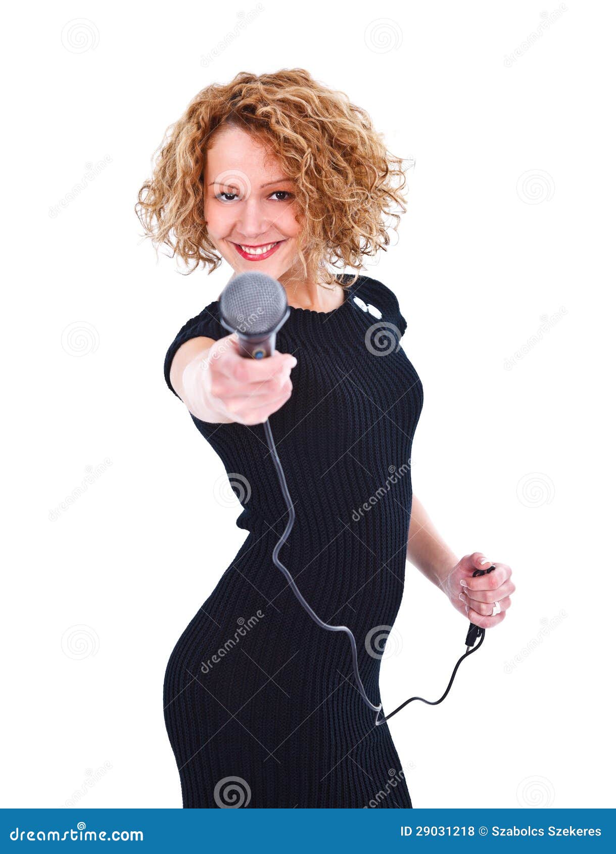 Young girl with microphone stock photo. Image of white - 29031218