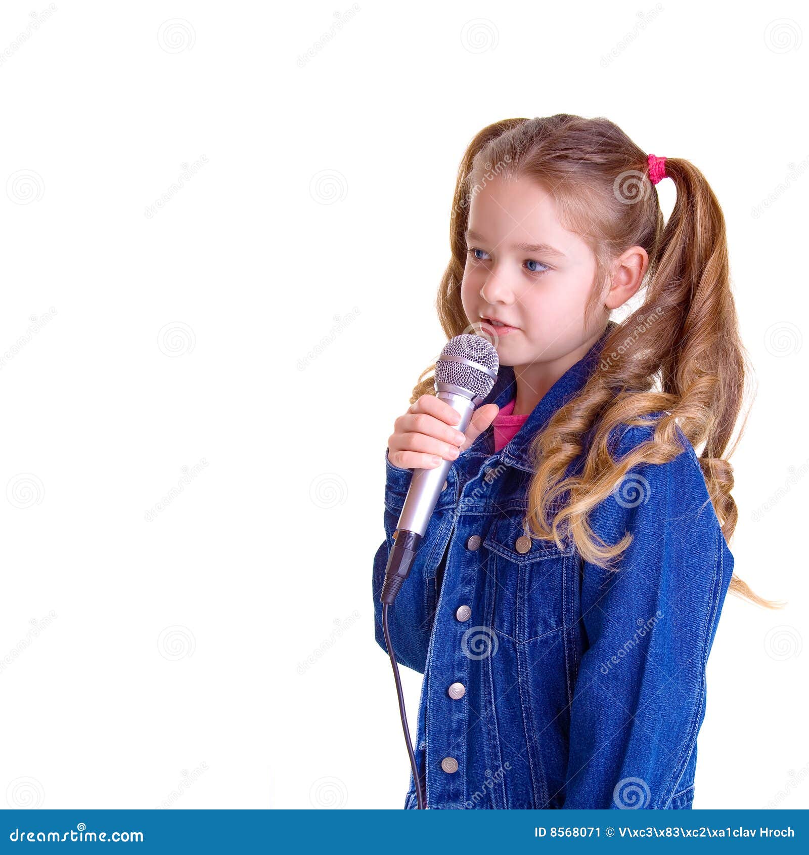 Young girl with microphone stock image. Image of children - 8568071