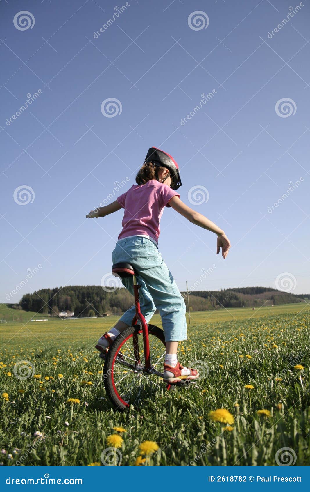 Young girl on monocycle stock photo. Image of lifestyle - 2618782