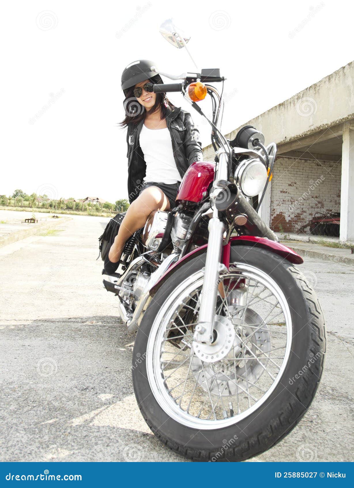 Young girl on a motorcycle stock image. Image of motorcycle - 25885027