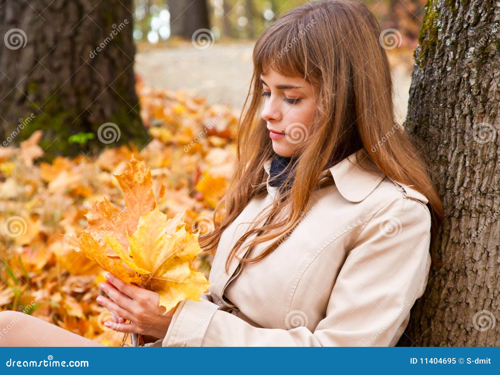 Young girl near tree stock image. Image of beautiful - 11404695