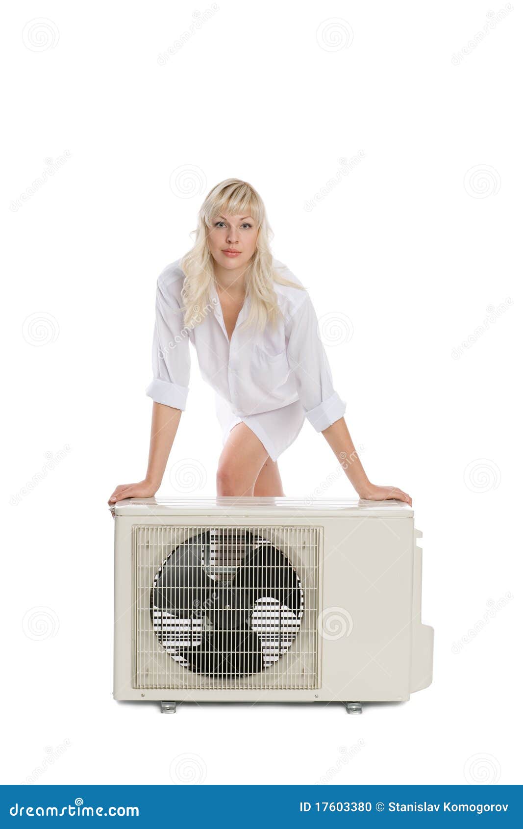 Young Girl with a New Air Conditioner Stock Photo - Image of built ...