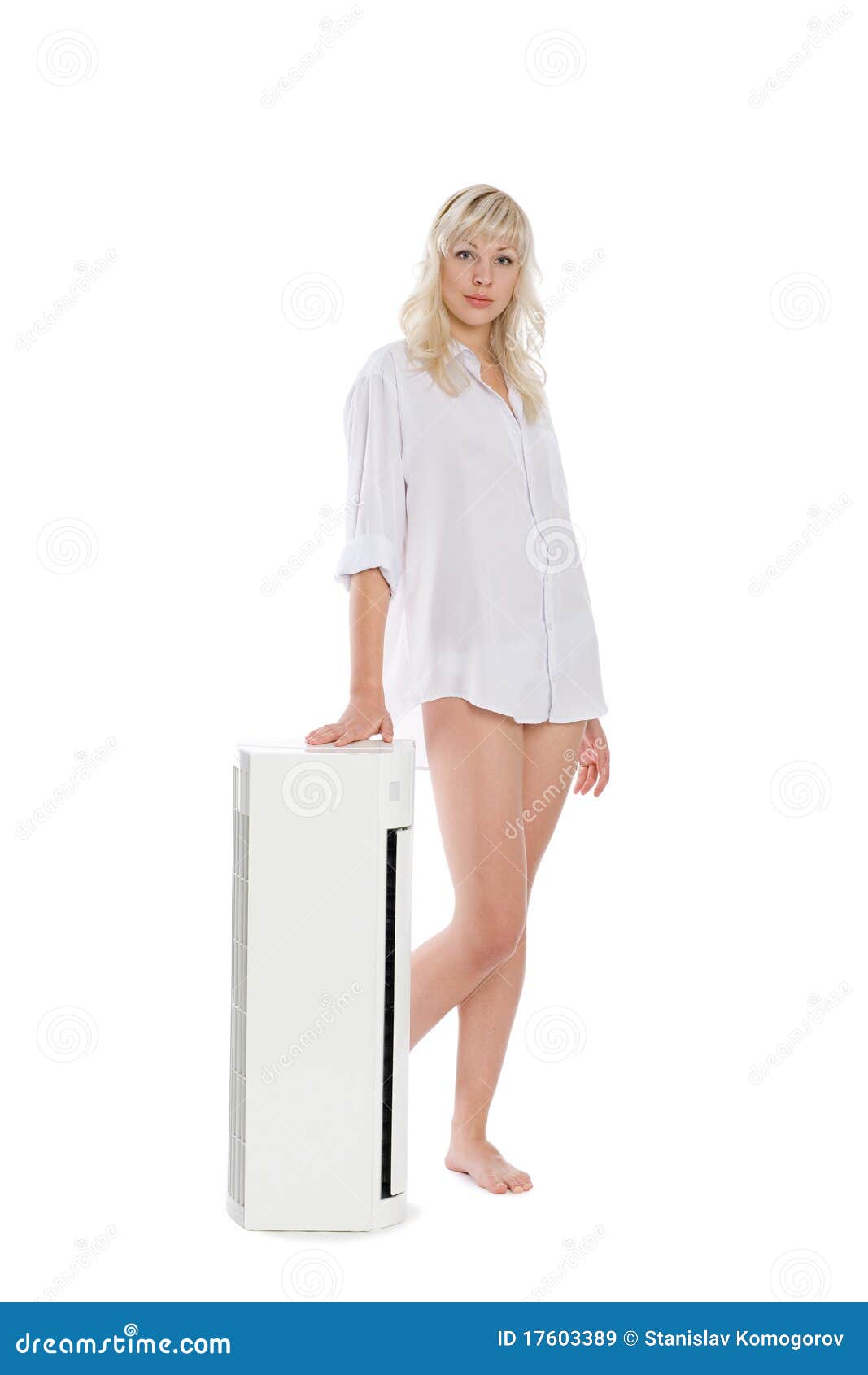 Young Girl with a New Air Conditioner Stock Image - Image of ...