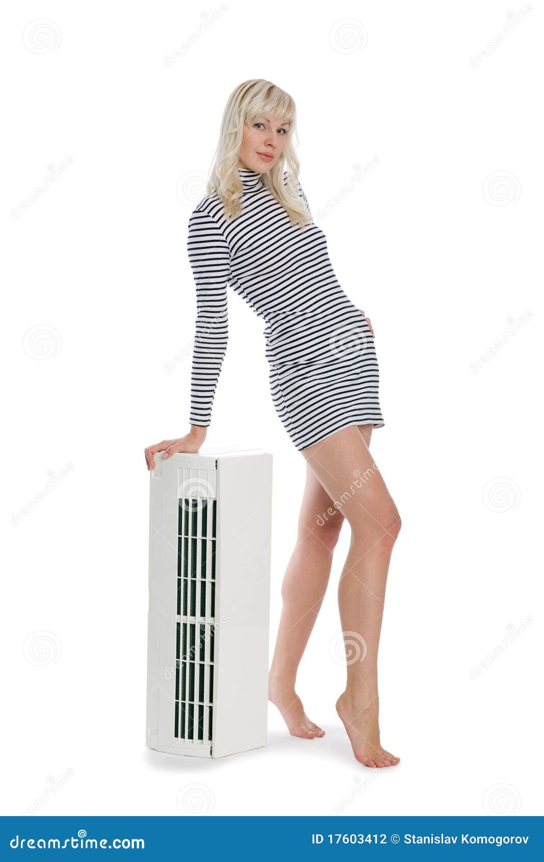 Young Girl with a New Air Conditioner Stock Photo - Image of electric ...
