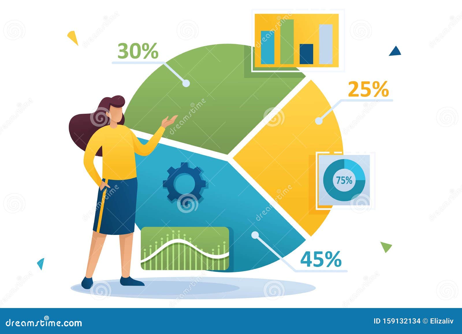 Big Data Analyze On Computers Vector Illustration, Flat Cartoon ...