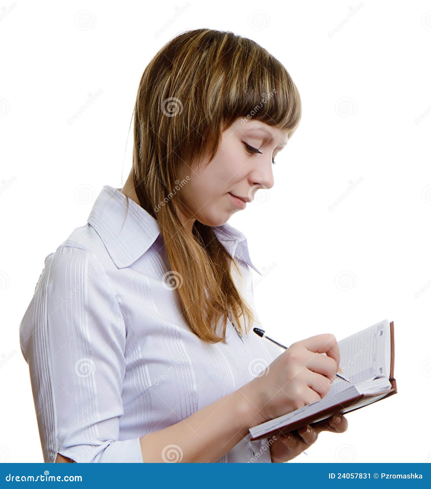 Young girl with a notebook stock image. Image of write - 24057831