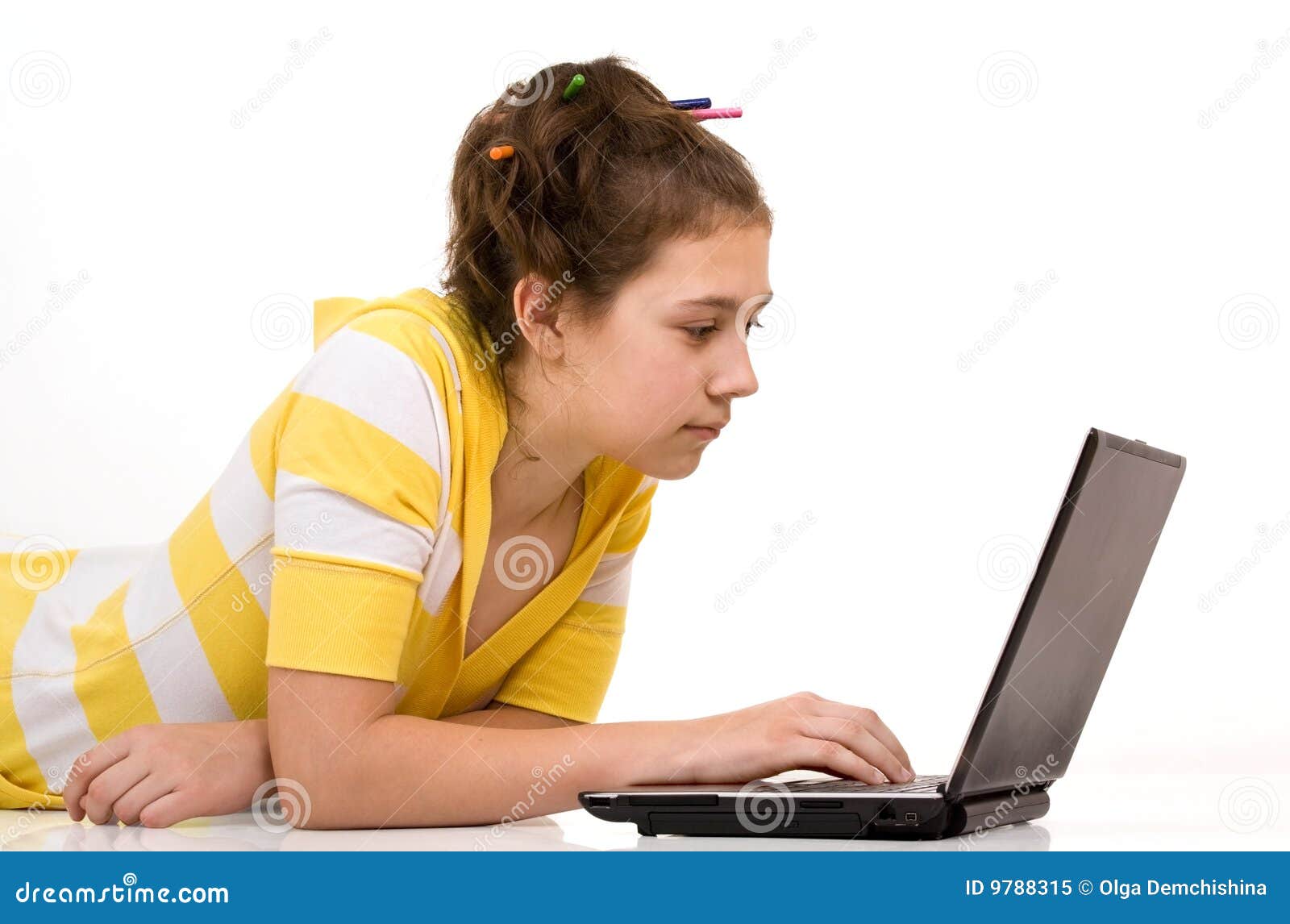Young girl with notebook stock image. Image of lying, cute - 9788315