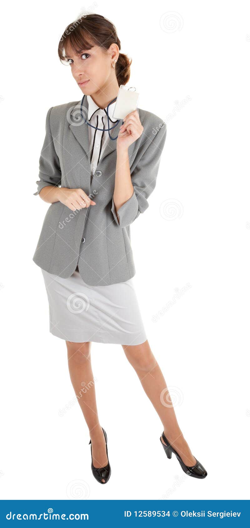 Young Girl in Office Clouses Stock Photo - Image of background, hair ...