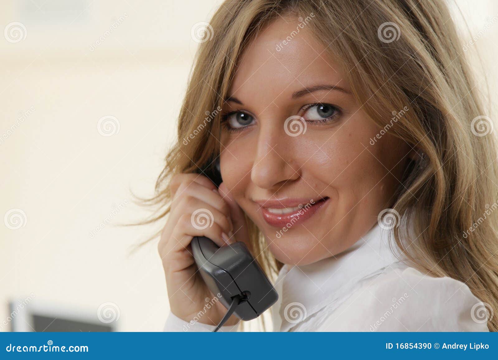 Young Girl at Office on the Workplace Makes Call Stock Photo - Image of ...